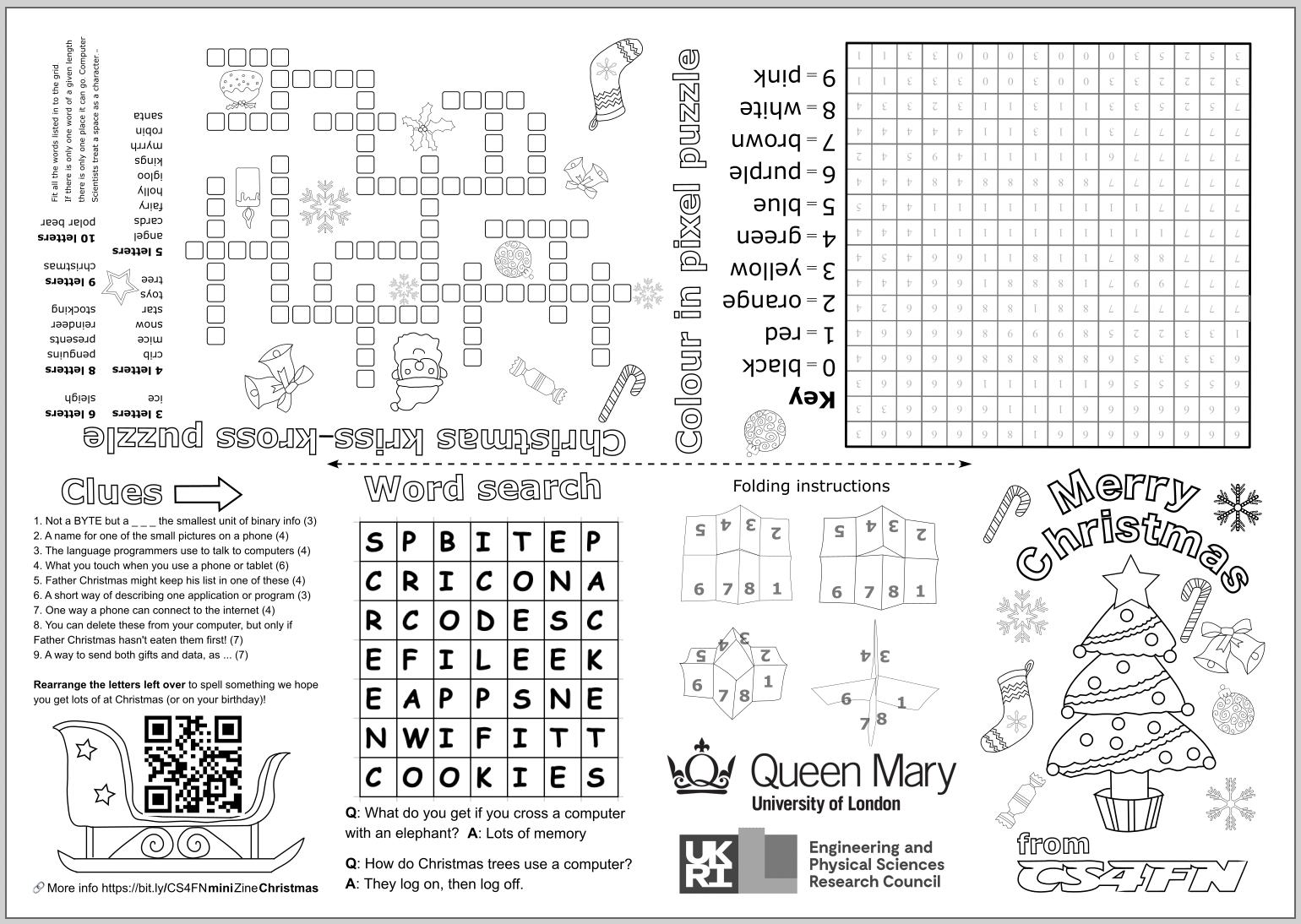 Colour-in mini Christmas zine from CS4FN – cs4fn